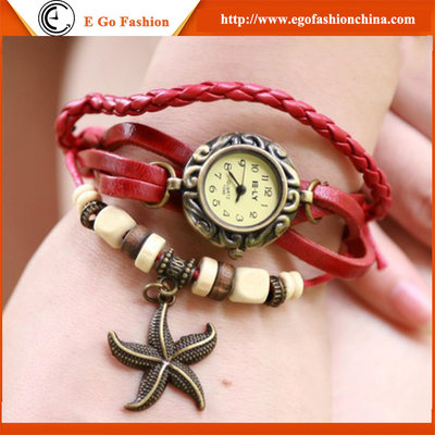 Ebay Aliexpress Hotsale Watches Woman Girls Bracelet Watch Starfish Pendant Watch Retro
