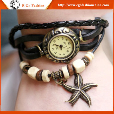 Ebay Aliexpress Hotsale Watches Woman Girls Bracelet Watch Starfish Pendant Watch Retro