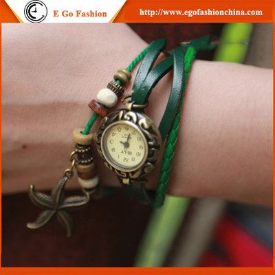 Starfish Pendant Watch Unisex Girls Watch Female Gift Wristwatch Leather Bracelet Watch