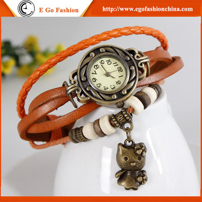 Bear Pendant Watch Leather Hello Kitty Watches Retro Watch Vintage Watch Female Bracelet