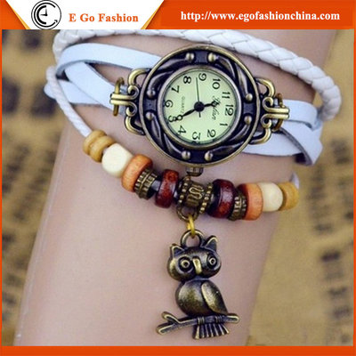 Owl Bird Pendant Watch Vintage Bracelet Watch Genuine Leather Watch Strap Quartz Watches