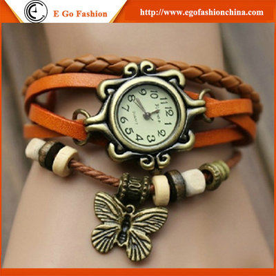 Butterfly Pendant Watches Unisex Watch Long Leather Strap Watch Quartz Analog Watch New