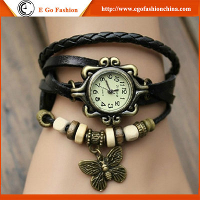 Butterfly Pendant Watches Unisex Watch Long Leather Strap Watch Quartz Analog Watch New