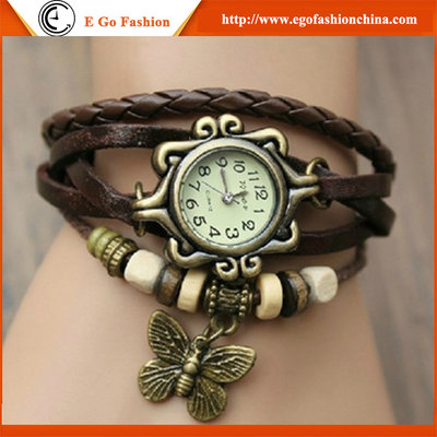 Butterfly Pendant Watches Unisex Watch Long Leather Strap Watch Quartz Analog Watch New