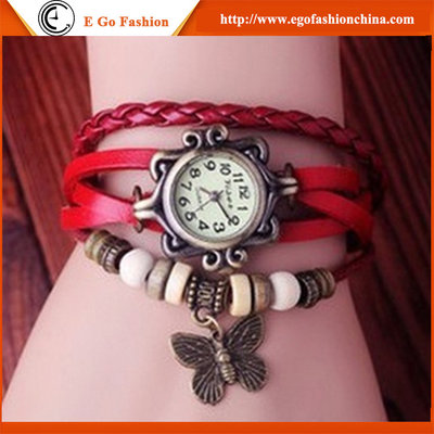 Butterfly Pendant Watches Unisex Watch Long Leather Strap Watch Quartz Analog Watch New