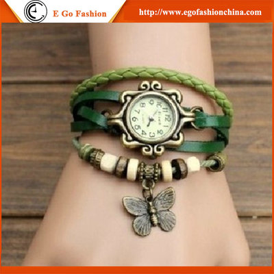 Butterfly Pendant Watches Unisex Watch Long Leather Strap Watch Quartz Analog Watch New