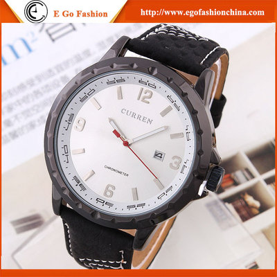 8120 E Go Fashion Watch Business Man Sports Boy Leather Watch Stainless Steel Back Watch