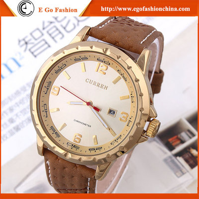 8120 E Go Fashion Watch Business Man Sports Boy Leather Watch Stainless Steel Back Watch