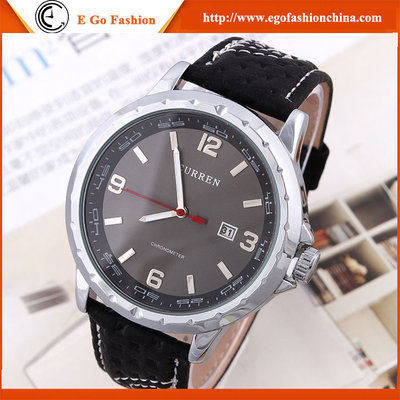 8120 E Go Fashion Watch Business Man Sports Boy Leather Watch Stainless Steel Back Watch