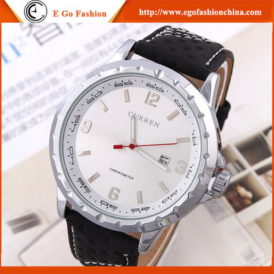 8120 E Go Fashion Watch Business Man Sports Boy Leather Watch Stainless Steel Back Watch