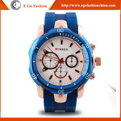 Top Quality Factory Price Curren Watch 8163 Rubber Band Stainless Steel Back Quartz Watch