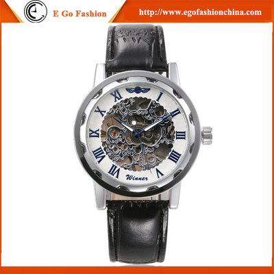 WN07 Roman Marks Numberals Vintage Watch Retro Leather Band Watch WINNER Mechanical Watch