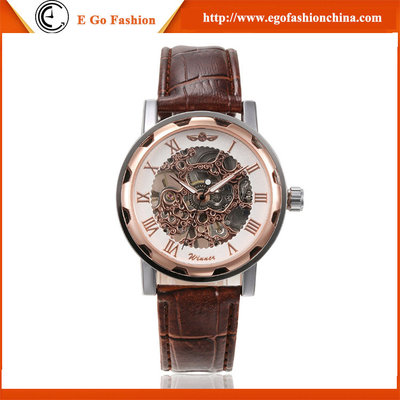 WN07 Roman Marks Numberals Vintage Watch Retro Leather Band Watch WINNER Mechanical Watch
