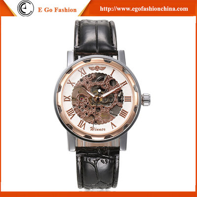 WN07 Roman Marks Numberals Vintage Watch Retro Leather Band Watch WINNER Mechanical Watch