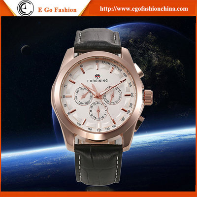 WN16 Top Brand Forsing Watches for Man Mechanical Watch 3 Subdials Rose Gold Bezel Watch