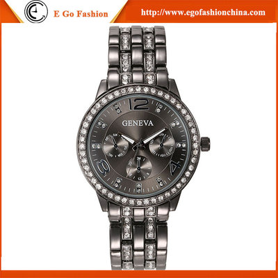 GV01 Rose Gold Luxury Geneva Watch Alloy Watches for Woman Lady Dress Watch Quartz Watches