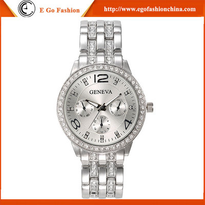GV01 Rose Gold Luxury Geneva Watch Alloy Watches for Woman Lady Dress Watch Quartz Watches
