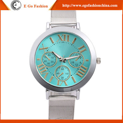 GV12 3 Subdials Watch Quartz Analog Watch Full Stainless Steel Band Roman Numberals Watch