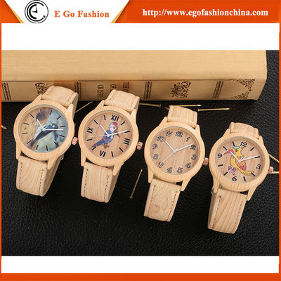 GV14 4 Colors Wooden Color Watches Unisex Watch PU Leather Watch Geneva Gift Wristwatches