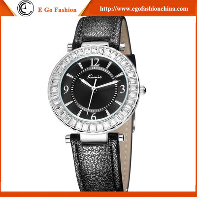 KM03 Fashion Jewelry Luxury Rhinestone Watch for Woman Female KIMIO Leather Quartz Watch