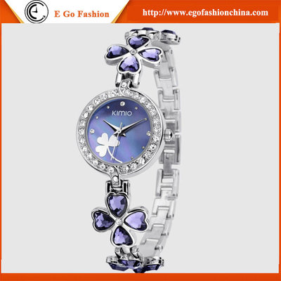 KM06 Black Blue Purple Crystal Watch KIMIO Watches Woman Women Quartz Watch Gift Bracelet