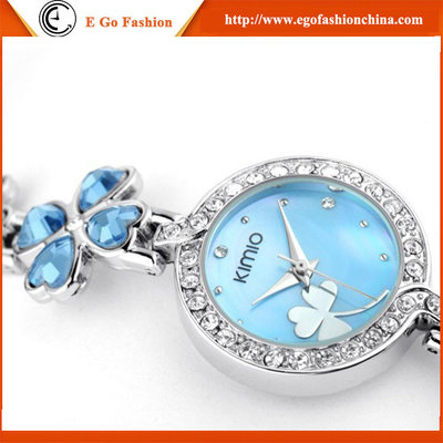 KM06 Black Blue Purple Crystal Watch KIMIO Watches Woman Women Quartz Watch Gift Bracelet