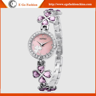 KM06 Black Blue Purple Crystal Watch KIMIO Watches Woman Women Quartz Watch Gift Bracelet