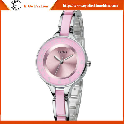 KM09 Fashion Jewelry Watches Woman Stainless Steel Pink Quartz Analog Watch Bracelet Watch