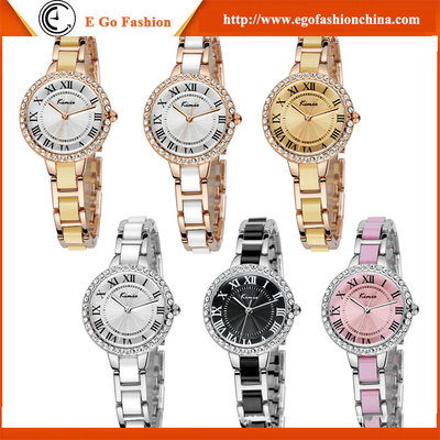 KM18 Hot Fashion Women's Crystal Rhinestone Stainless Steel Analog Quartz Wrist Watch Lady