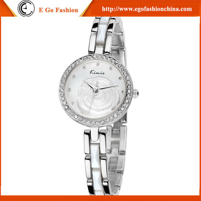 KM20 Fashion Women Bracelet Bangle Stainless Steel Crystal Dial Quartz Analog Wrist Watch