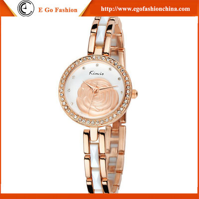 KM20 Fashion Women Bracelet Bangle Stainless Steel Crystal Dial Quartz Analog Wrist Watch