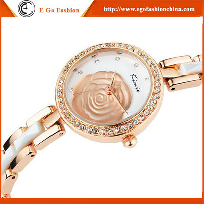 KM20 Fashion Women Bracelet Bangle Stainless Steel Crystal Dial Quartz Analog Wrist Watch
