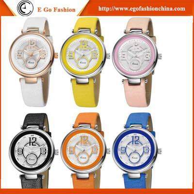 KM28 Blue Orange Pink Lady Watch PU Leather Original KIMIO Woman Watches Gift Wristwatch