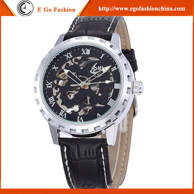 SH06 SHENHUA Luxury Leather Automatic Mechanical Skeleton Men Sport Wrist Watch Man Watch