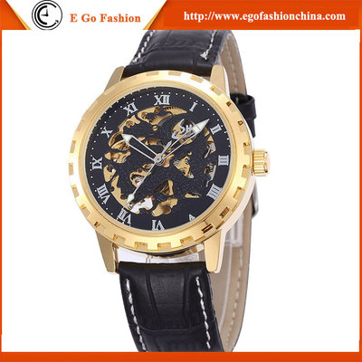 SH06 SHENHUA Luxury Leather Automatic Mechanical Skeleton Men Sport Wrist Watch Man Watch