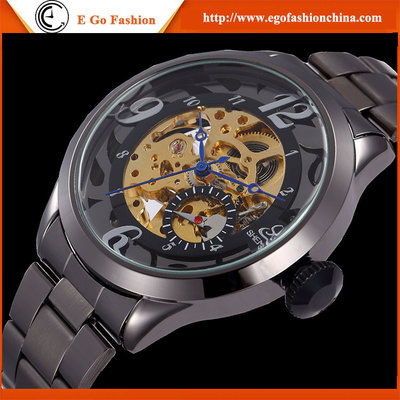 SH07 Golden Watch Leather Strap Stainless Steel Watch Original SHENHUA Mechanical Watch