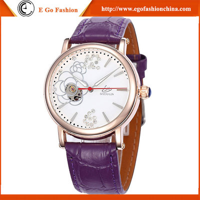 SH09 Genuine Leather Watch for Woman Rose Flower Vintage Watches Gift Wristwatch Mechnical