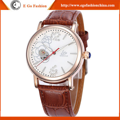 SH09 Genuine Leather Watch for Woman Rose Flower Vintage Watches Gift Wristwatch Mechnical