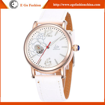 SH09 Genuine Leather Watch for Woman Rose Flower Vintage Watches Gift Wristwatch Mechnical