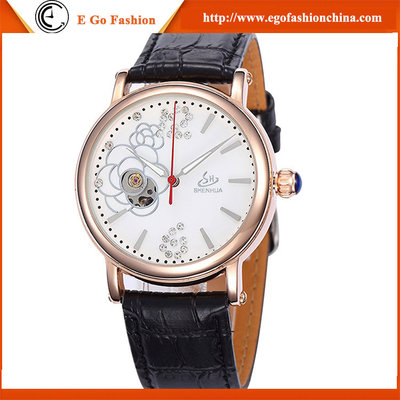 SH09 Genuine Leather Watch for Woman Rose Flower Vintage Watches Gift Wristwatch Mechnical