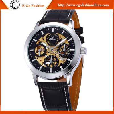 SH16 Golden Watch Genuine Leather Strap SHENHUA Watch Branding Mechanical Watch for Man