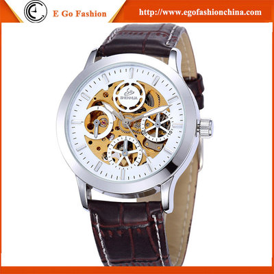 SH16 Golden Watch Genuine Leather Strap SHENHUA Watch Branding Mechanical Watch for Man