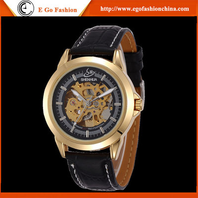 SH26 SHENHUA Branded Watch for Man Stainless Steel Watch Golden Watches Leather Band Watch