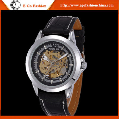 SH26 SHENHUA Branded Watch for Man Stainless Steel Watch Golden Watches Leather Band Watch