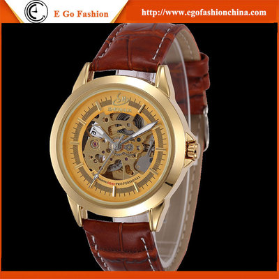 SH26 SHENHUA Branded Watch for Man Stainless Steel Watch Golden Watches Leather Band Watch