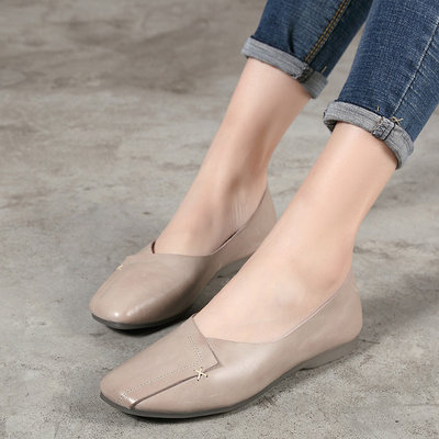 S008 2020 new spring and autumn fashion single shoes square toe mules soft and breathable leather women's shoes
