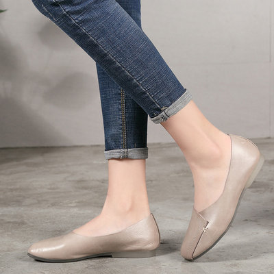 S008 2020 new spring and autumn fashion single shoes square toe mules soft and breathable leather women's shoes