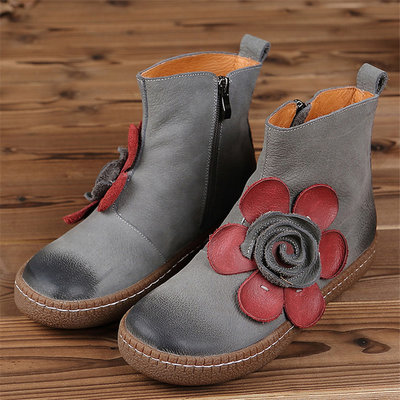 S013 Short boots women's autumn and winter Huizu beautiful explosion models women's shoes, women's boots, flowers,