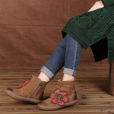 S013 Short boots women's autumn and winter Huizu beautiful explosion models women's shoes, women's boots, flowers,