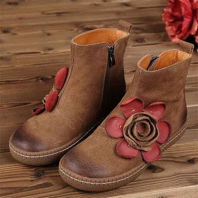 S013 Short boots women's autumn and winter Huizu beautiful explosion models women's shoes, women's boots, flowers,